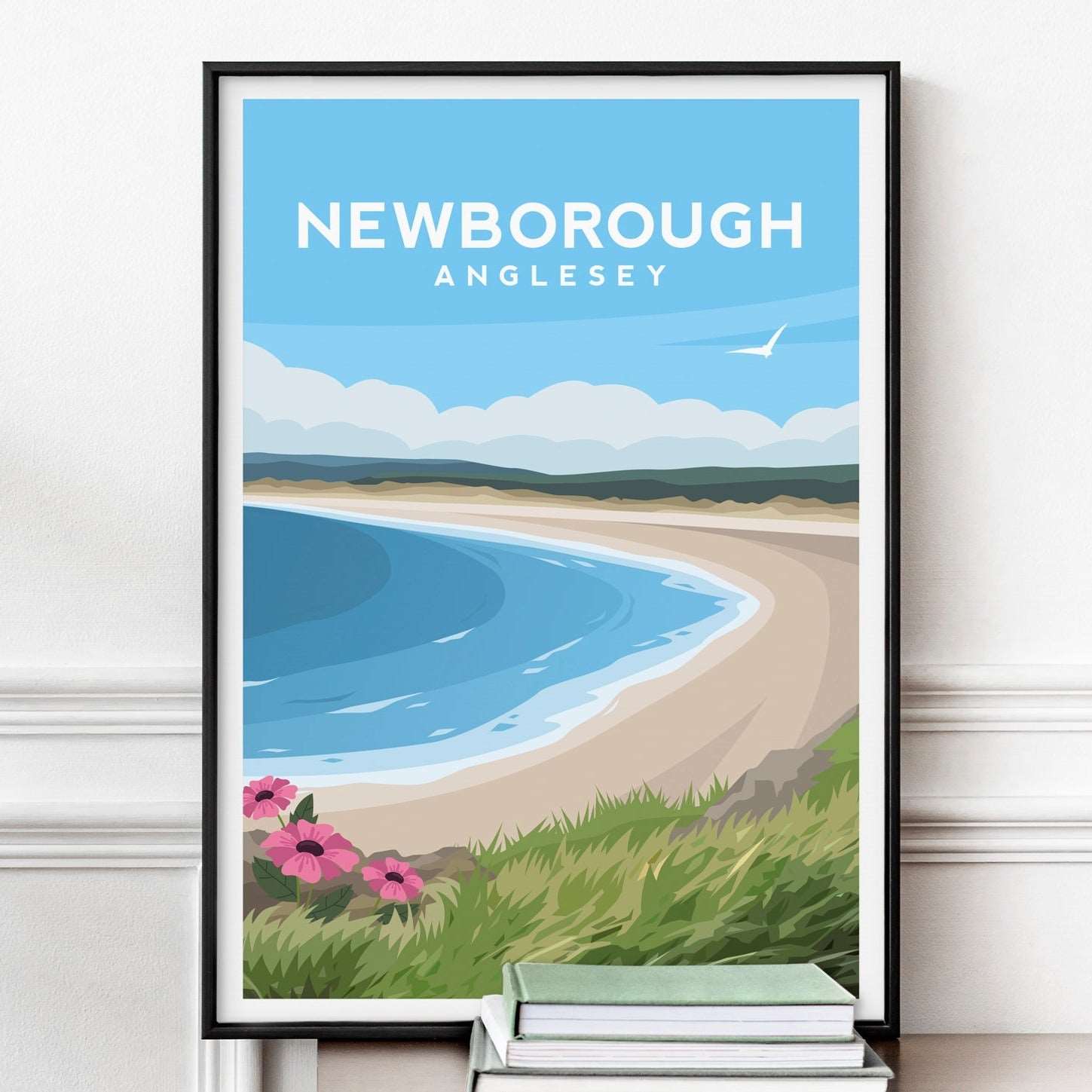 Newborough Beach, Anglesey Wales Travel Print – Typelab