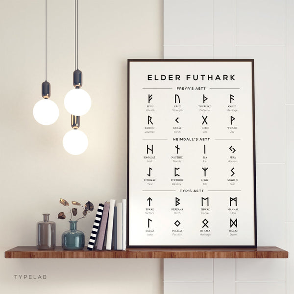Norse Runes Print, Elder Futhark Alphabet Chart by Typelab