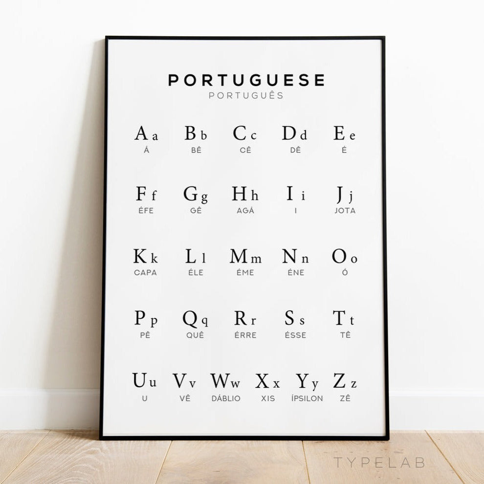 Portuguese Alphabet Print, Language Learning Wall Art – Typelab